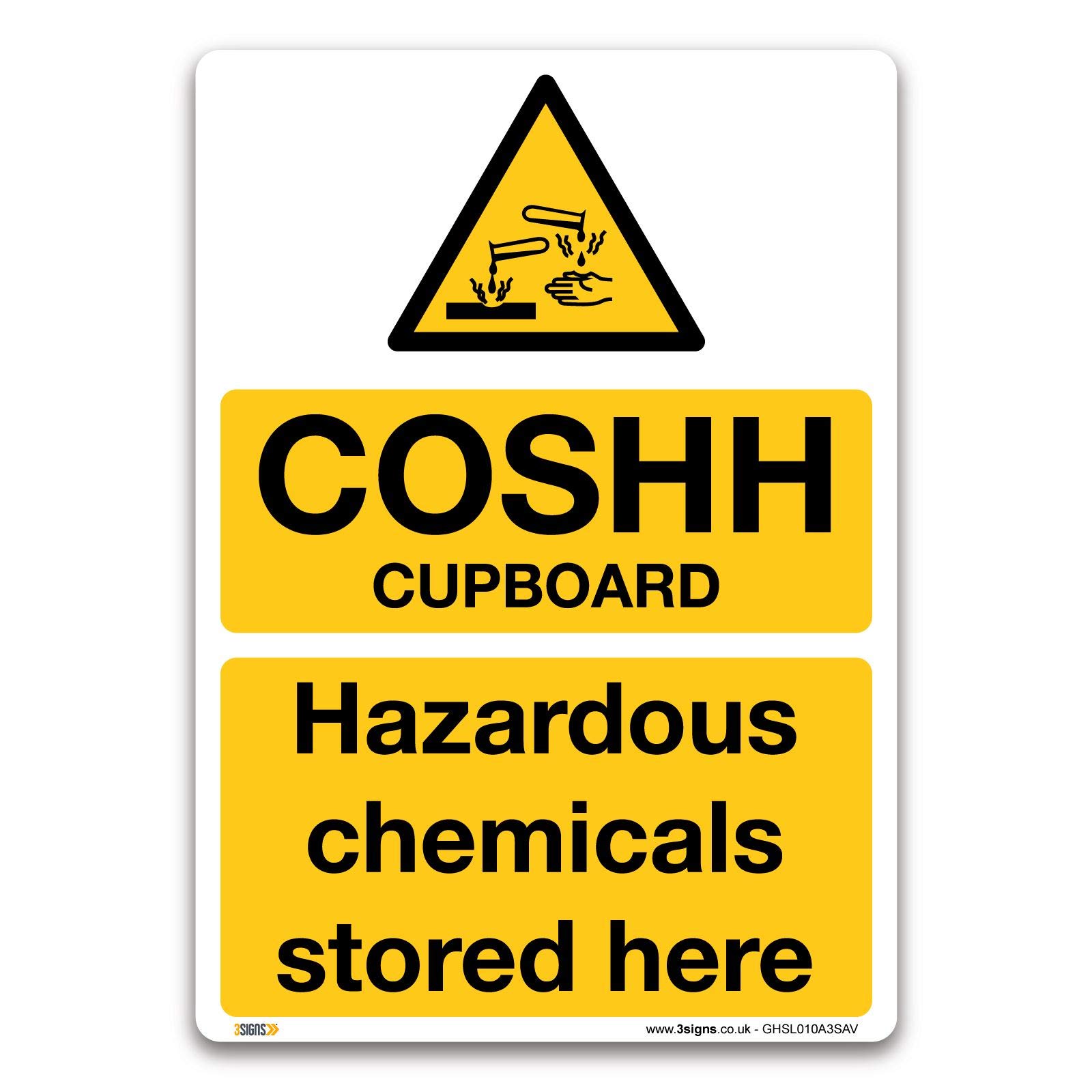 COSHH Cupboard Sign - A3 420x297mm Self-adhesive Vinyl - Hazchem ...