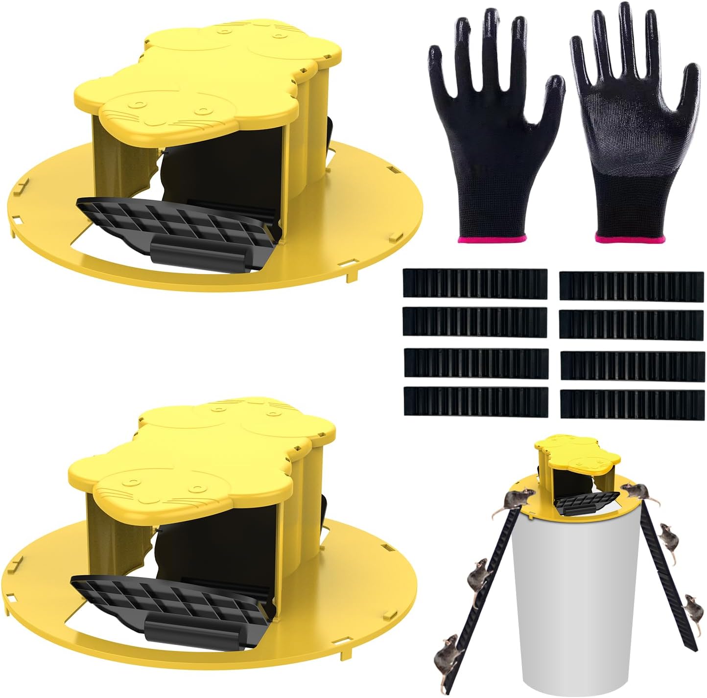 Amazon.com : 2 Pack 2 Ladders Mouse Traps Bucket Lid with Gloves, Multi ...