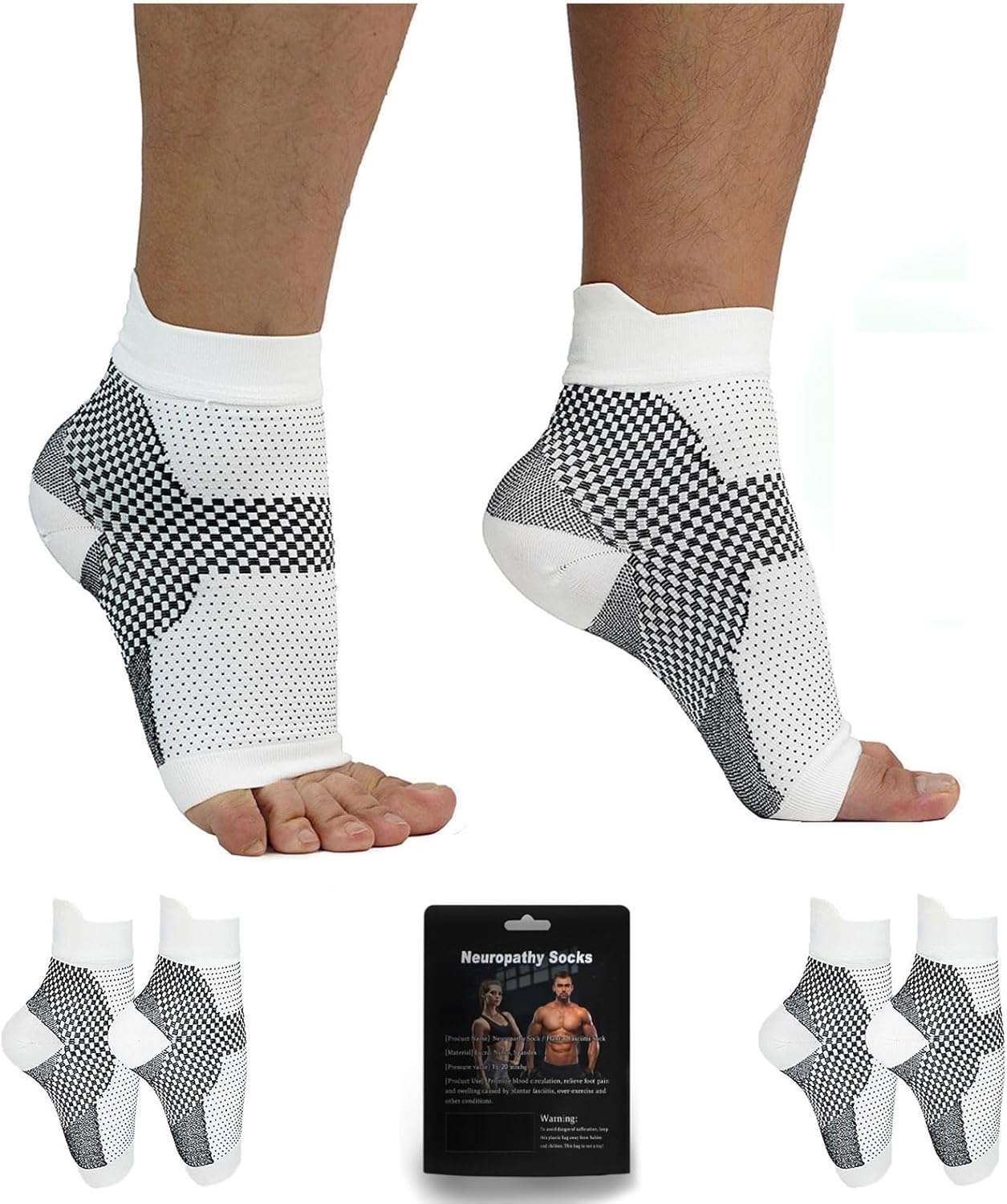 Amazon.com: AGERALIY 2 Pairs Upgraded Neuropathy Socks-15-20 mmHg ...