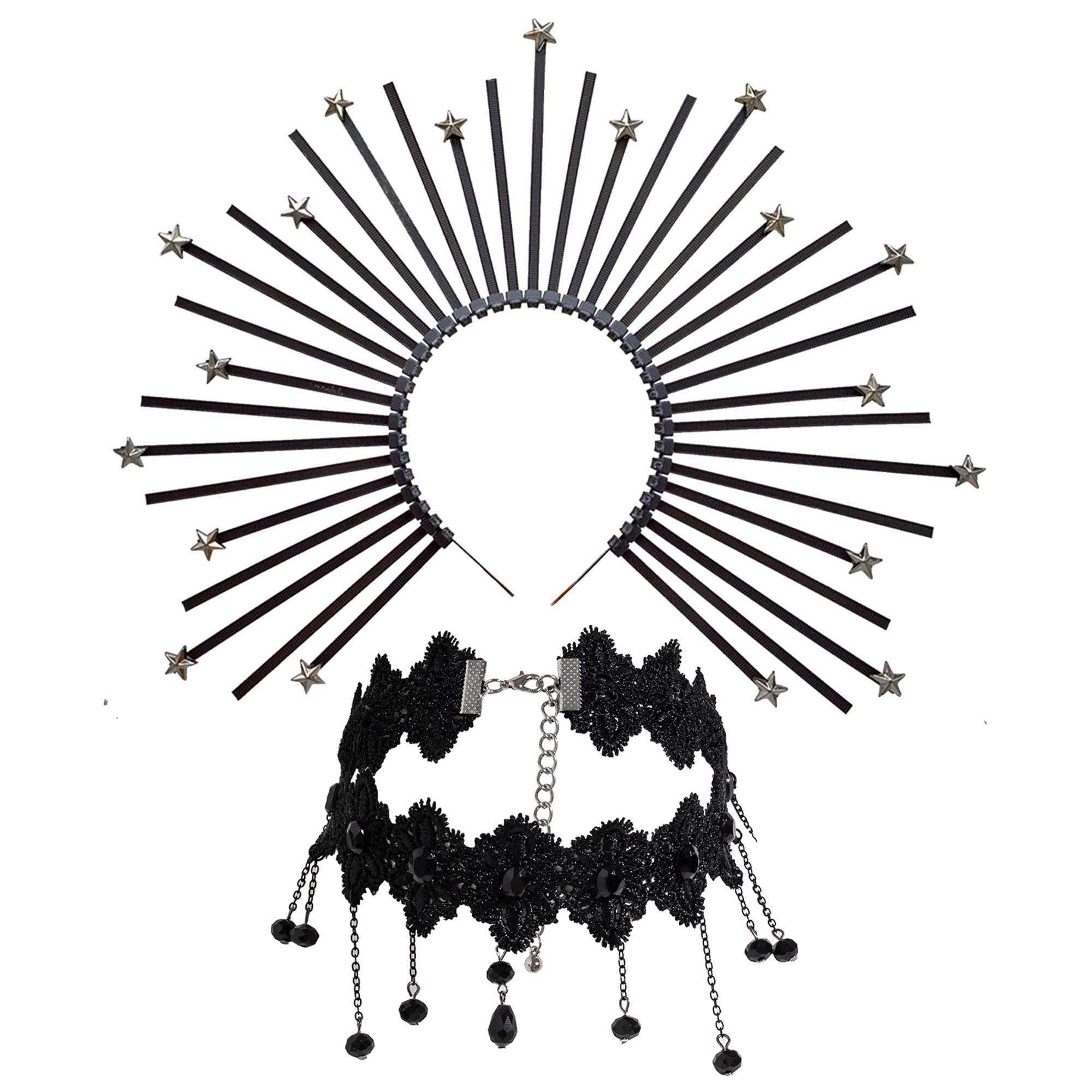 Amazon.com: JeVenis Stars Headband Black Halo Crown Crown of Death ...