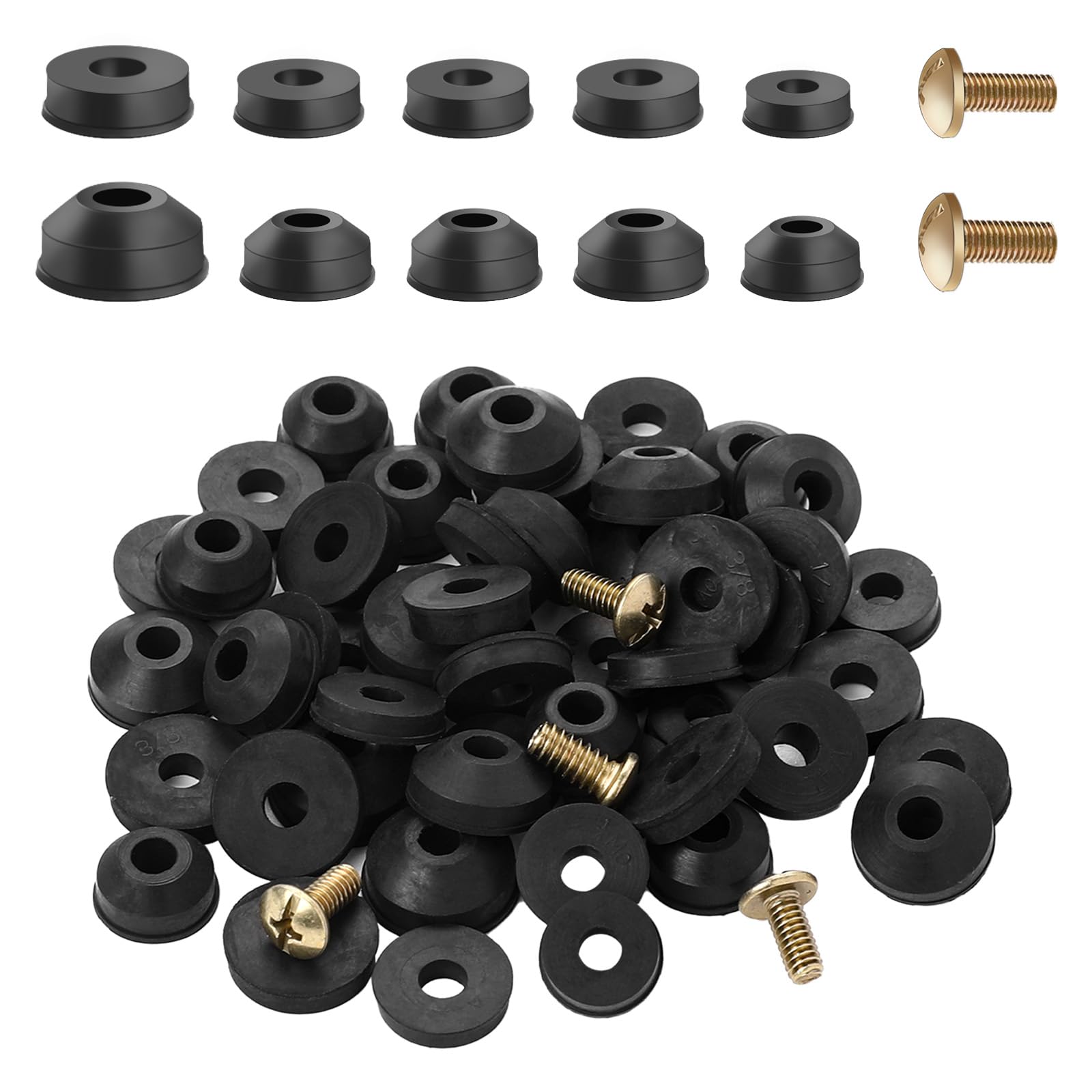Hose Bib Repair Kit, 58 PCS Faucet Washers Assorted Kit Flat and ...