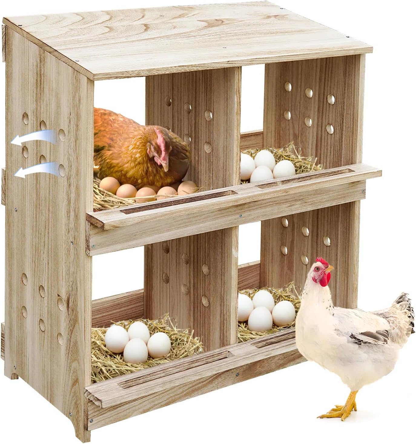 Amazon.com: Wooden Chicken Nesting Boxes 4 Compartments Nesting Box for Hens Chicken Coop for ...