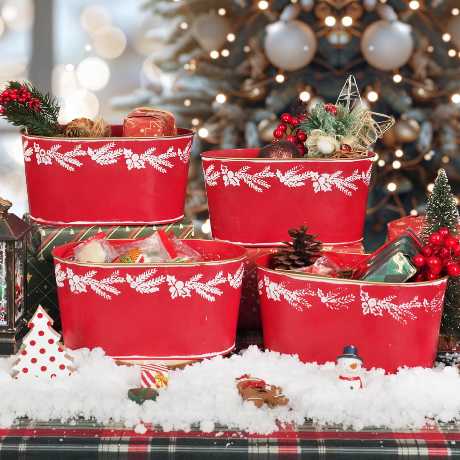 Red Buckets For Centerpieces CELESTIAL CENTERPIECE Seasonal Flowers In