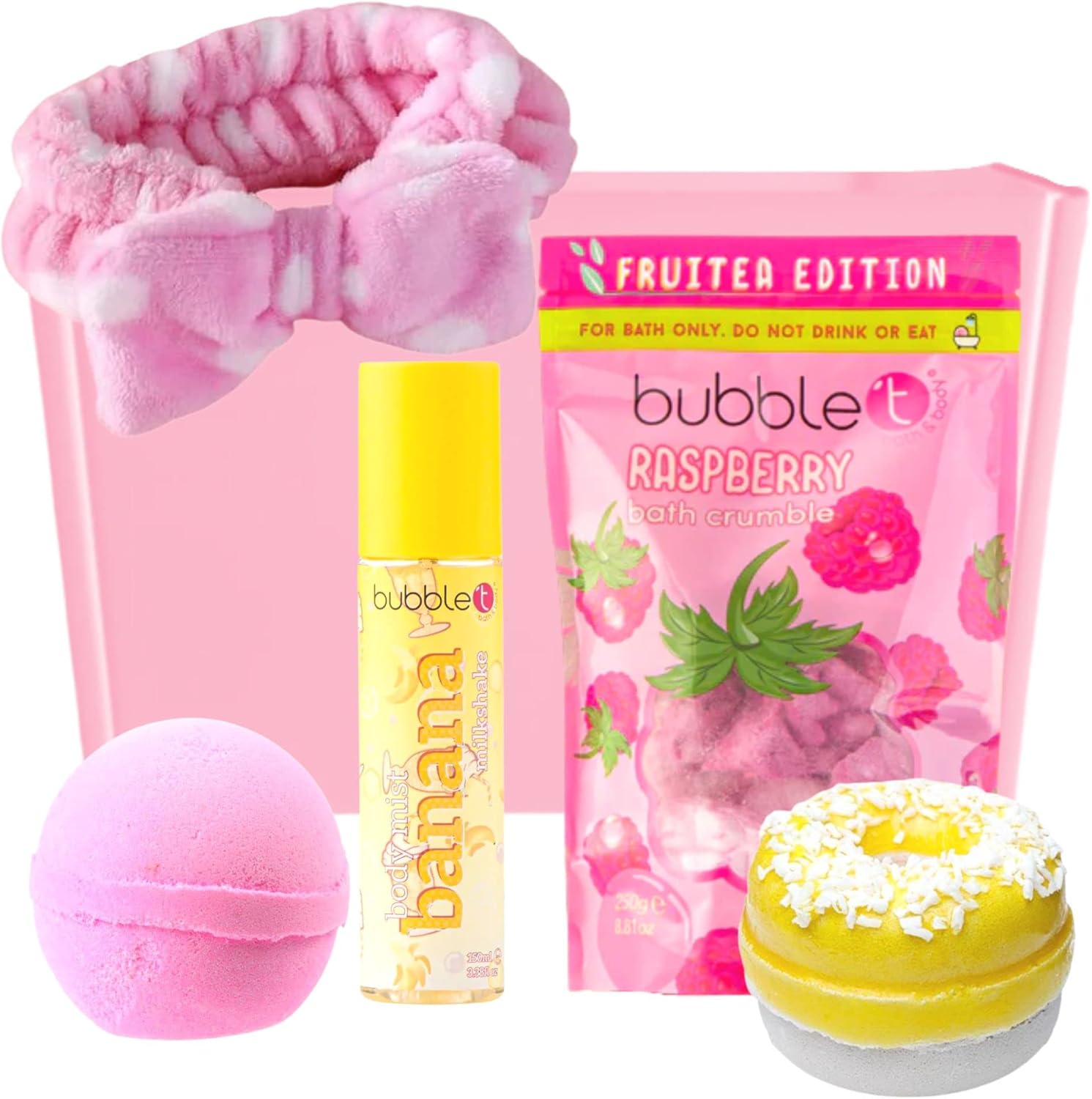 Girls Pamper Set - Self Care Box with Spa Day Headband, Pink Bath Bomb ...