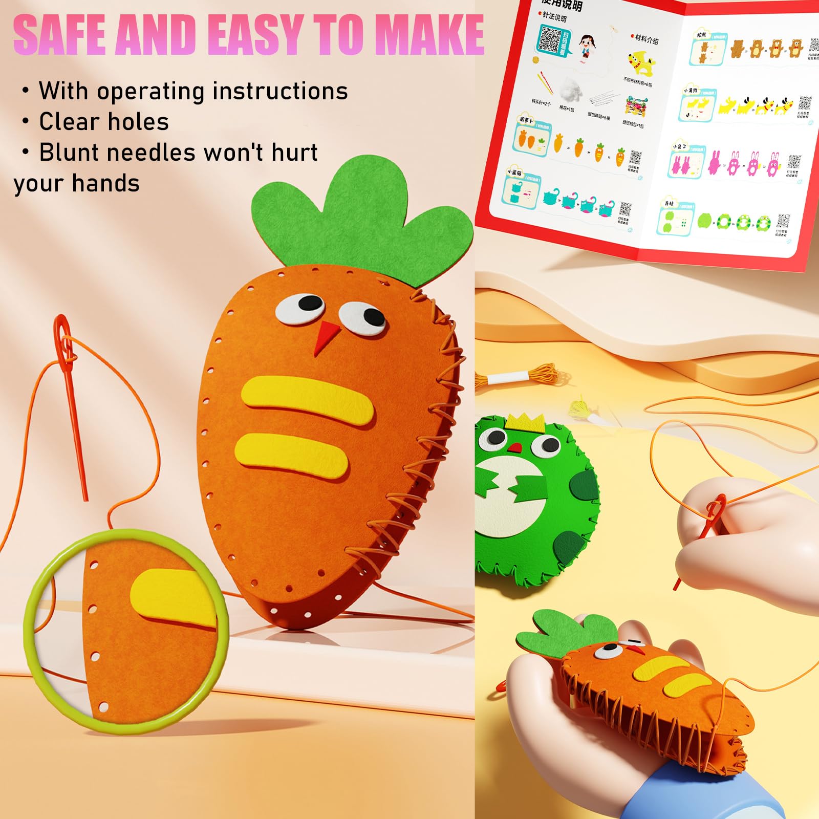 BDSHUNBF 9 Pcs My First Sewing Kit for Kids, Sew Fun Animals, Children ...