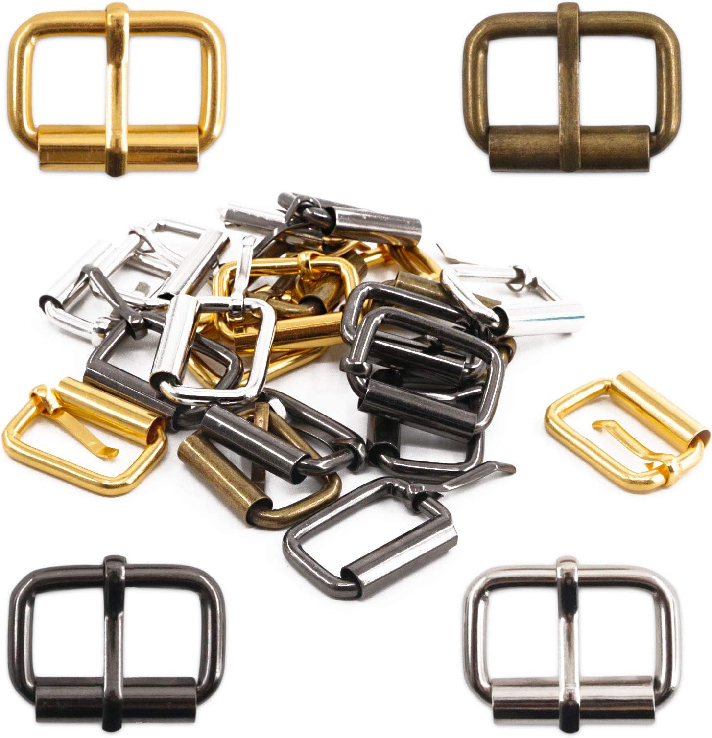 Rustark Assorted 60 Pcs Metal Roller Buckles Belts 4 Colors Multi ...