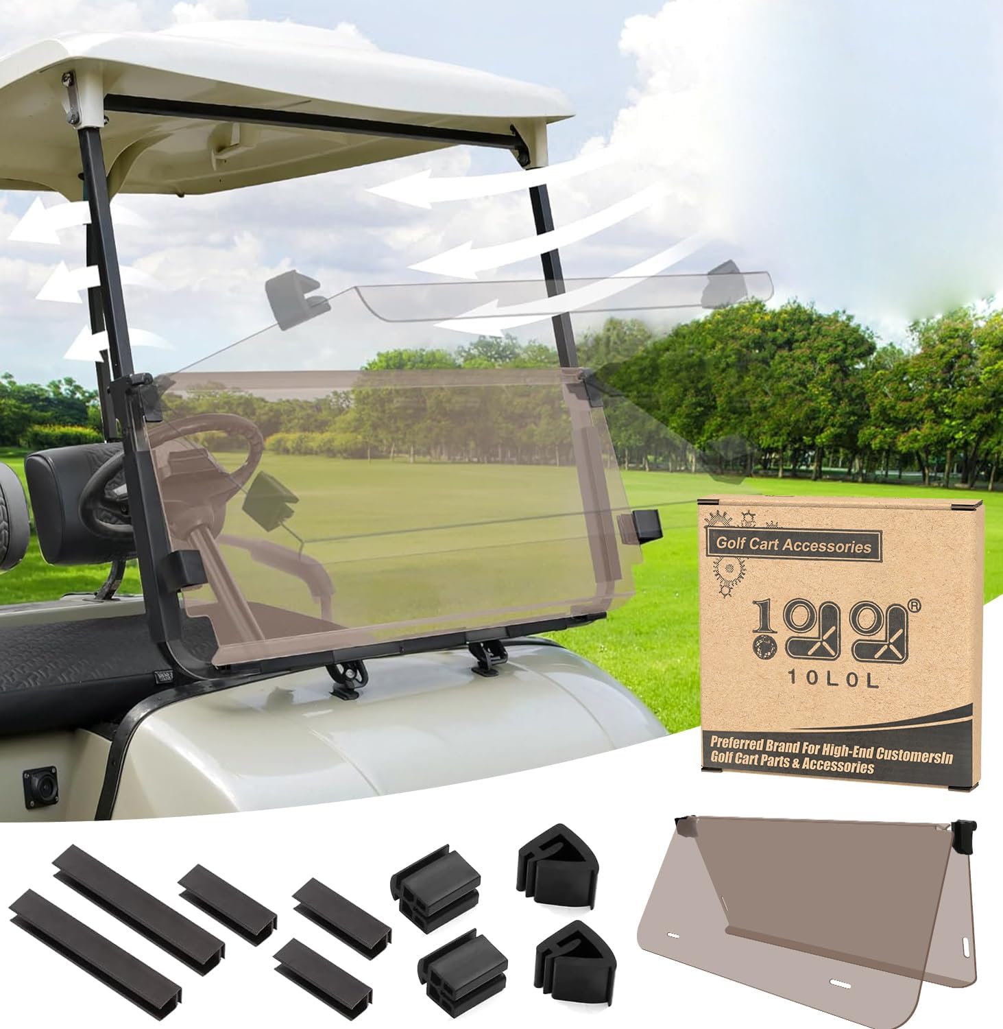 10L0L Golf Cart Windshield for Yamaha G22 (2003-2006) Models Gas or ...