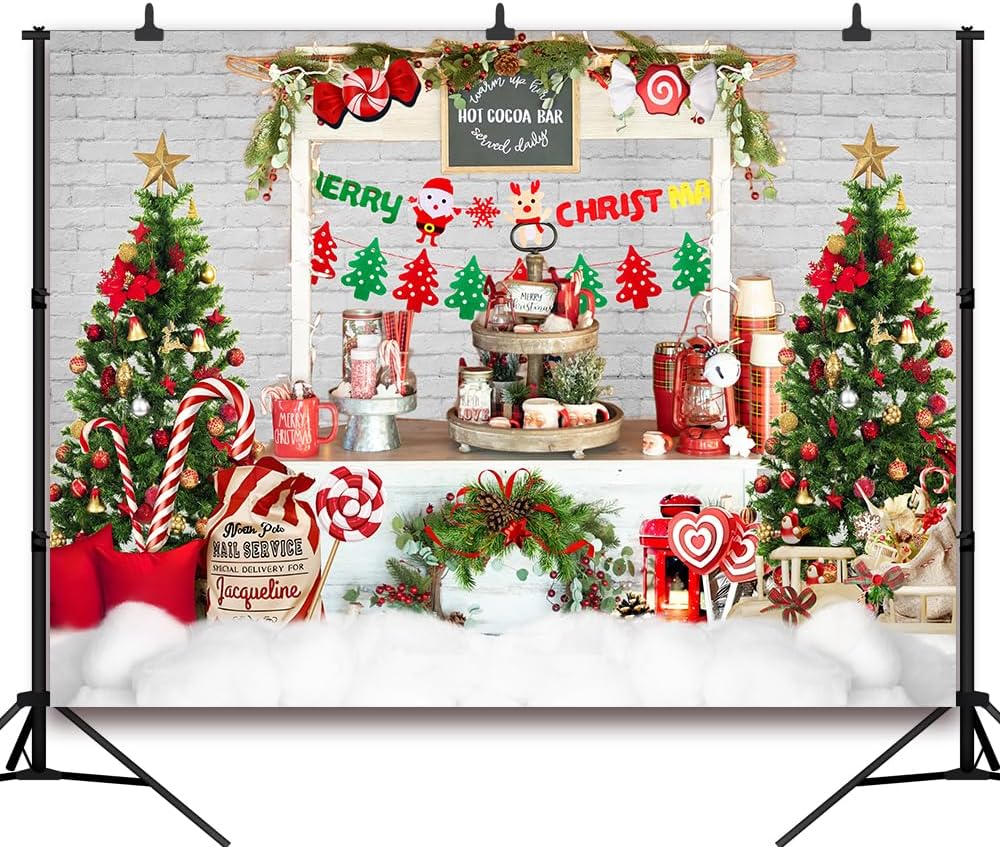 Amazon.com : DePhoto 8x6FT Christmas Hot Cocoa Backdrop - Candy Shop ...