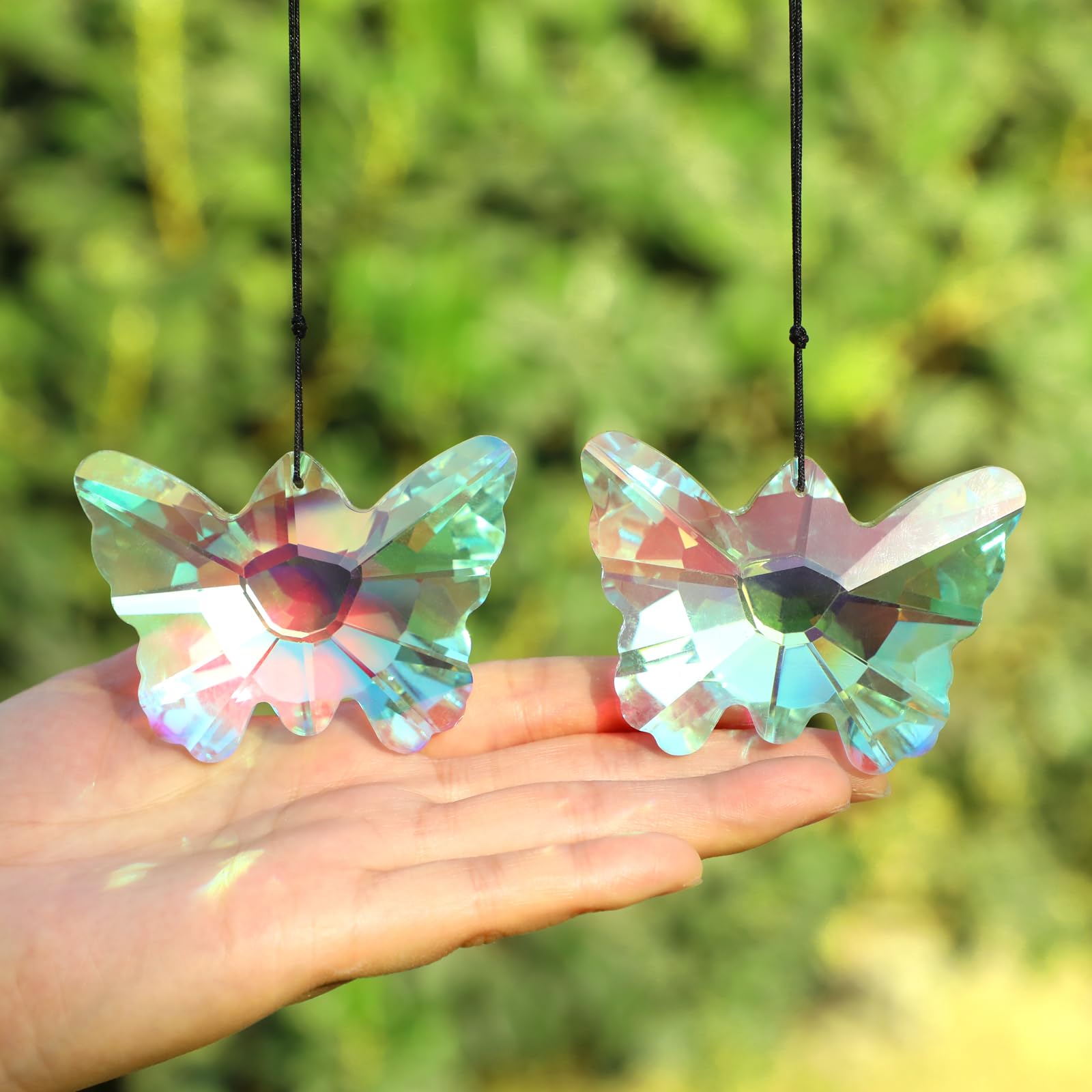Snapklik.com : 2 Pack Butterfly Crystal Suncatchers, 70mm Large Sun ...