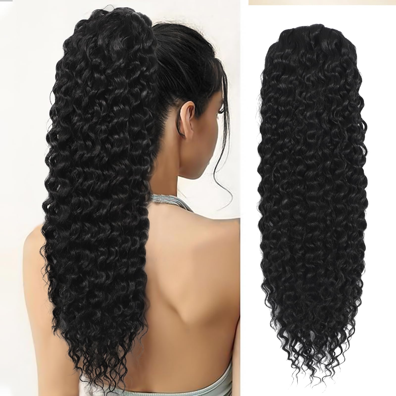 Amazon.com : UAmy Hair Long Natural Black Drawstring Ponytail Extension ...
