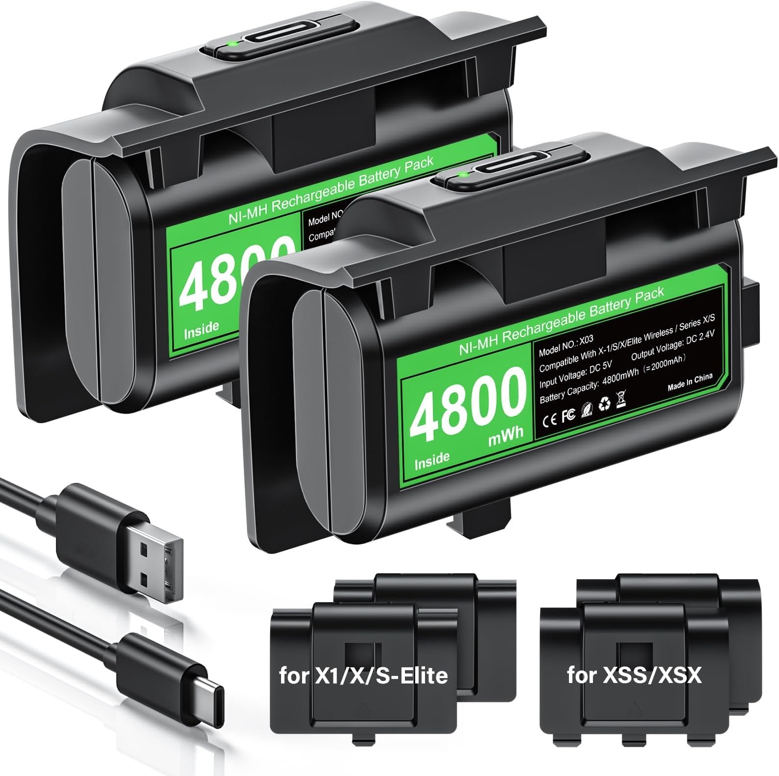 Amazon.com: CYOYPPY Rechargeable Xbox Controller Battery Pack for Xbox ...