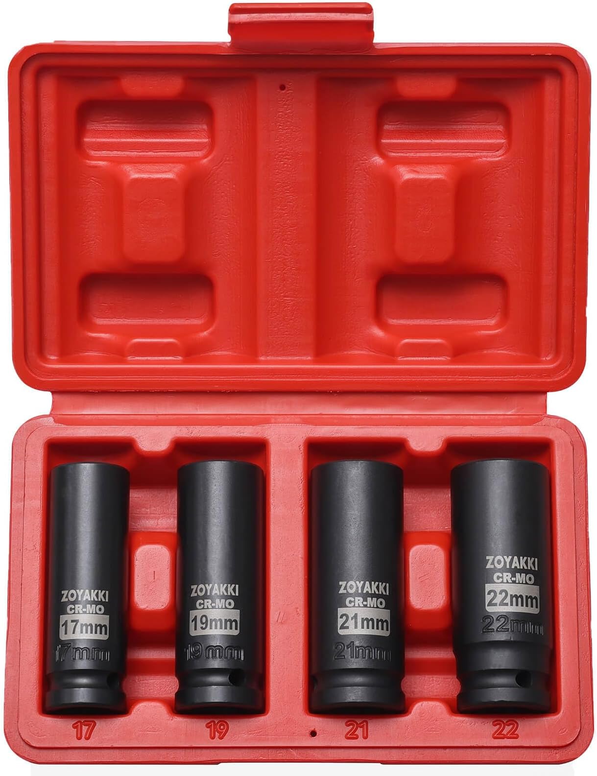 ZOYAKKI 4 Pieces 1/2-Inch Drive Deep Impact Socket Set, (17-19-21-22mm ...