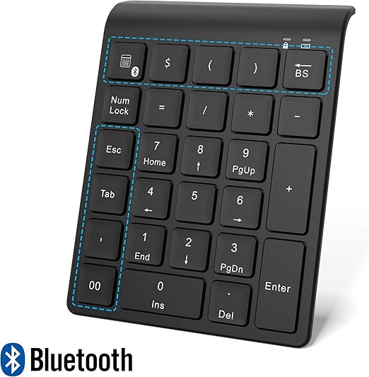 Bluetooth Number Pad 27Keys Wireless Numeric Keypad Portable with ...