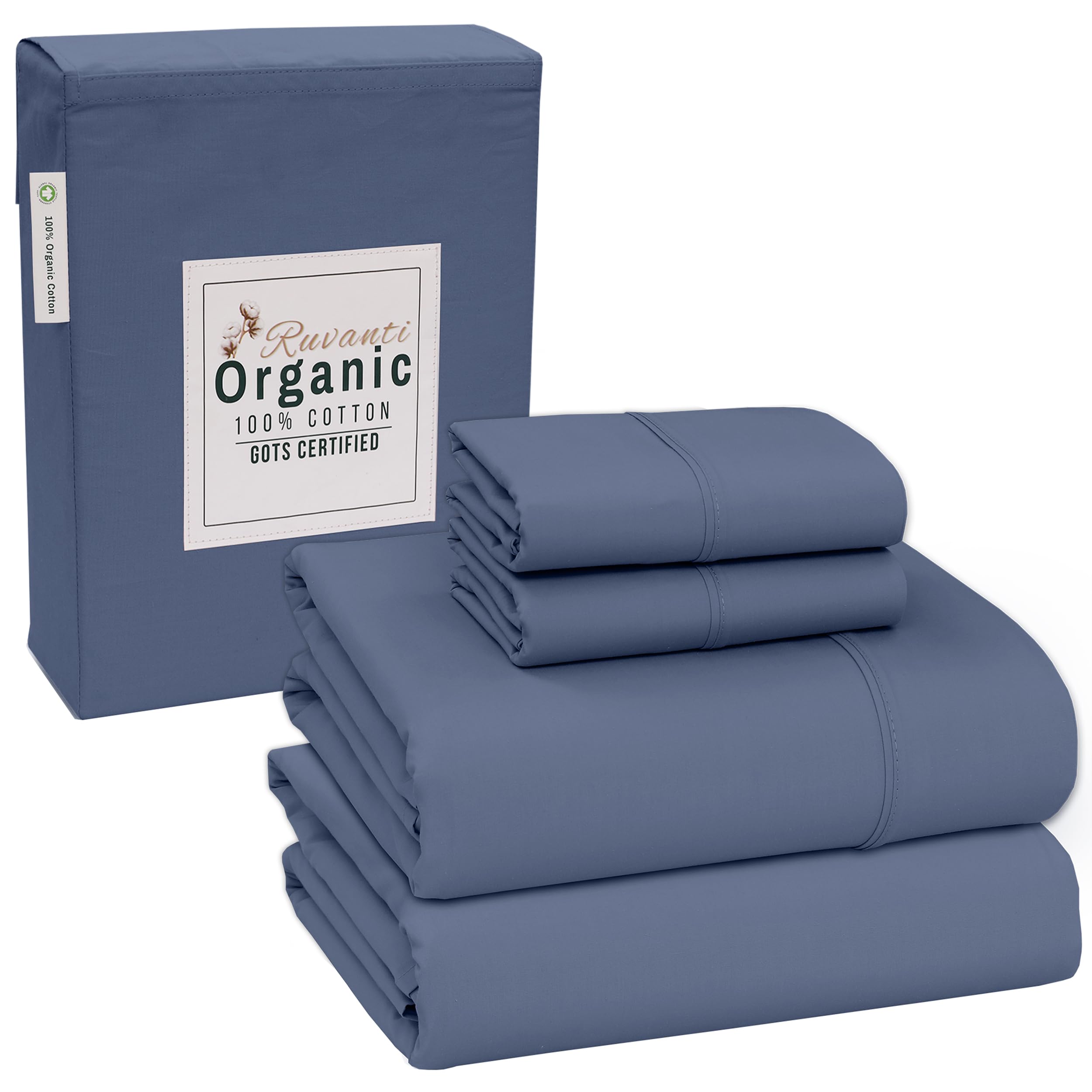 Amazon.com: RUVANTI 100% Organic Cotton Sheets - Queen Sheet Set ...