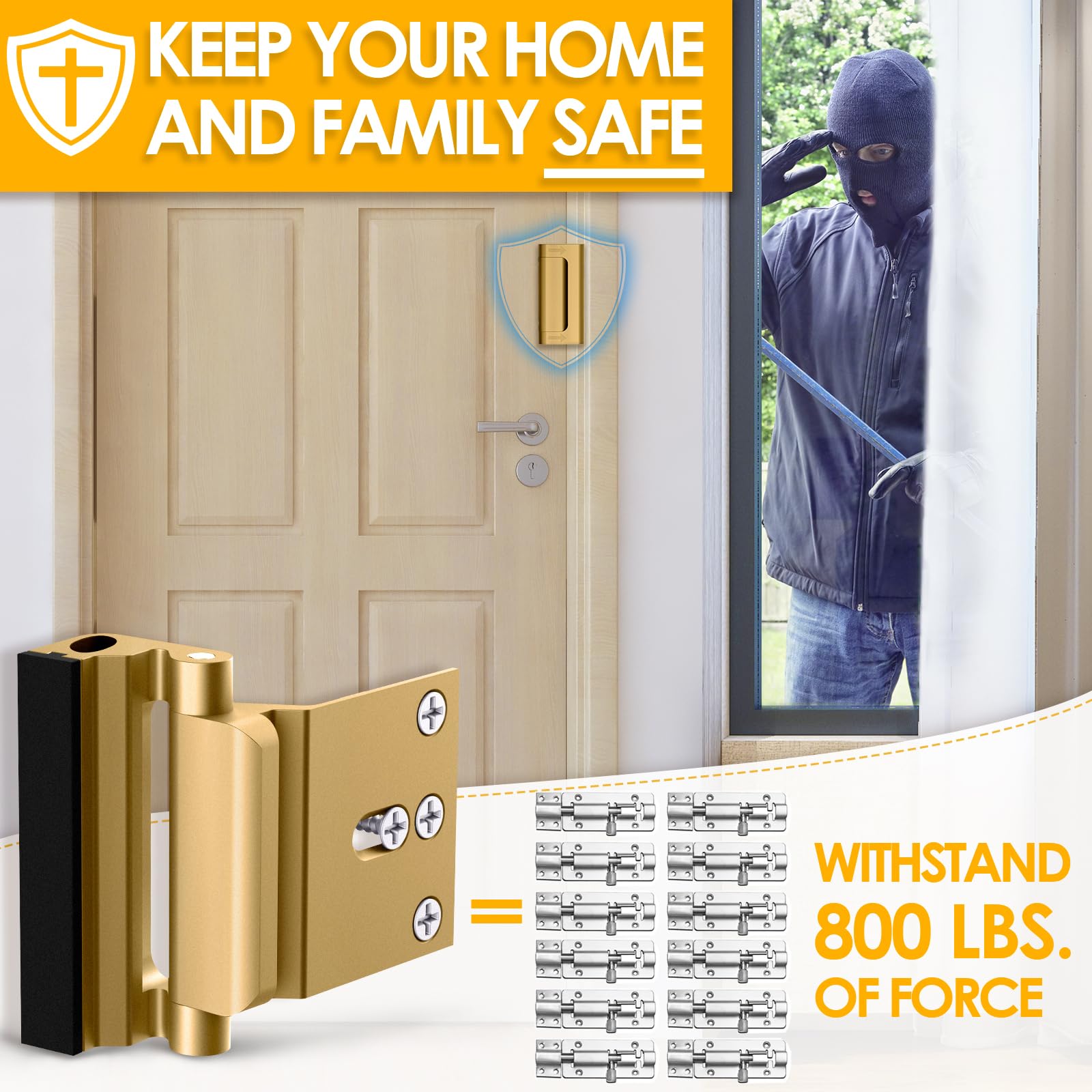 Snapklik.com : Home Security Door Reinforcement Lock: Metal Door Locks ...