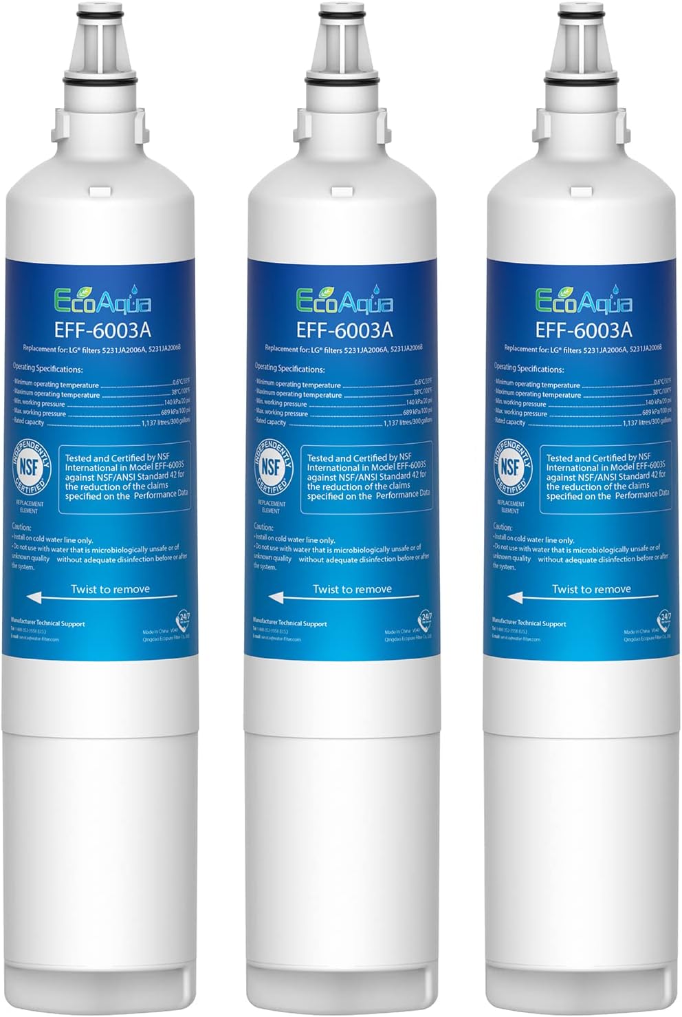 Amazon.com: EcoAqua EFF-6003A Refrigerator Water Filter, Replacement ...