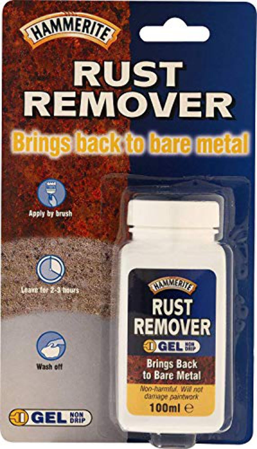 Hammerite Rust Remover Gel Blister. Non Drip Rust Remover for Metal ...