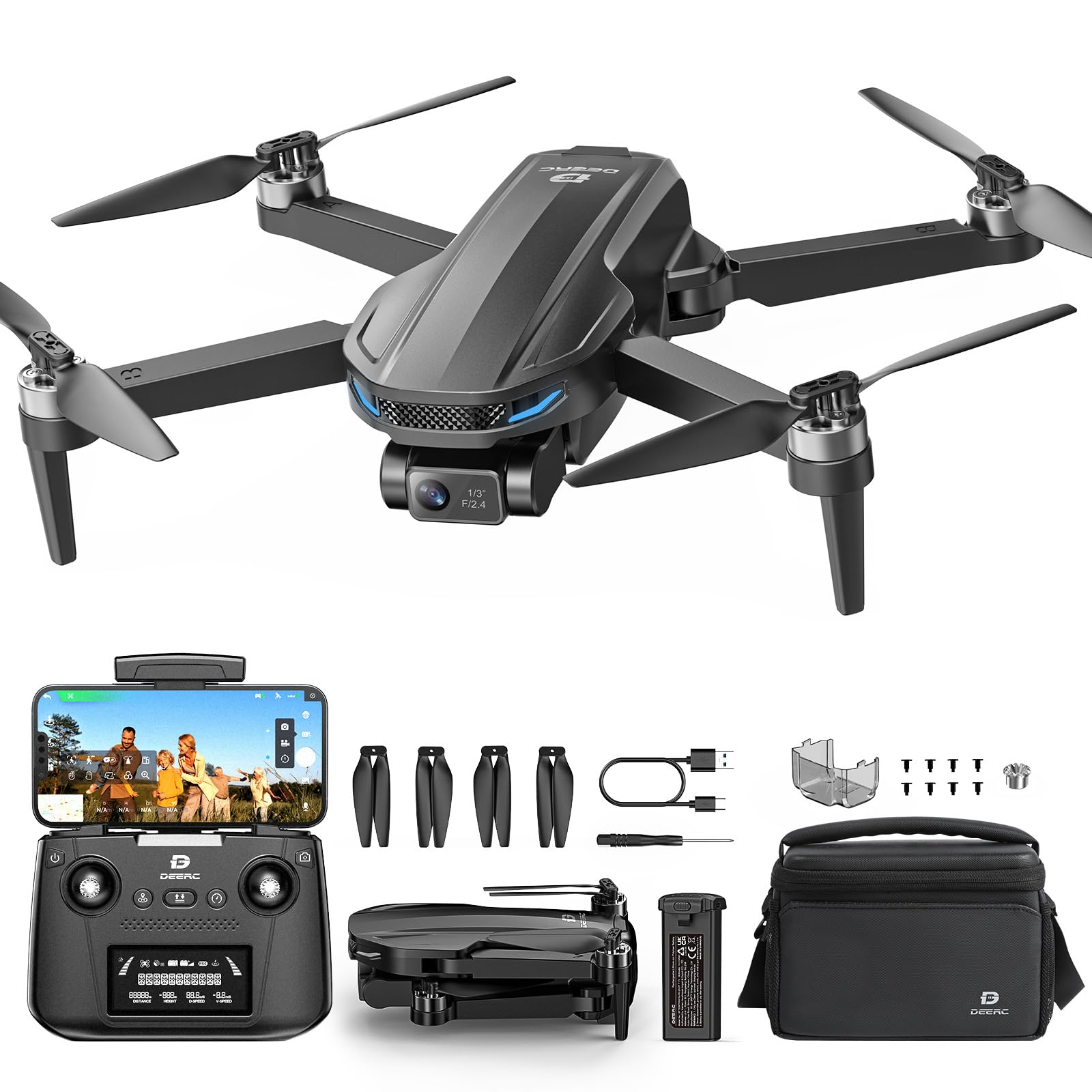 DEERC D65 Drone with 4K UHD Camera for Adults, 2-Axis Gimbal & EIS ...