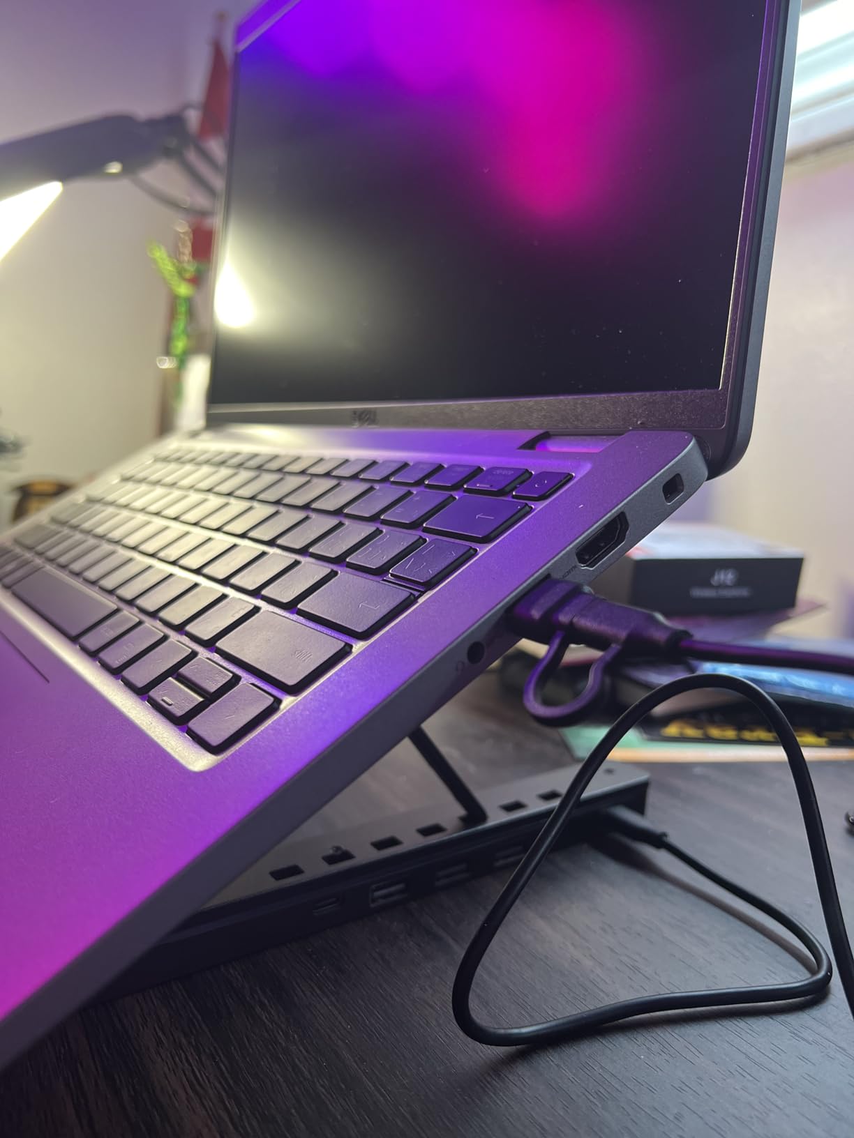 Laptop Stand for Desk, Aluminum Computer Stand with USB-A、USB-C and RGB ...