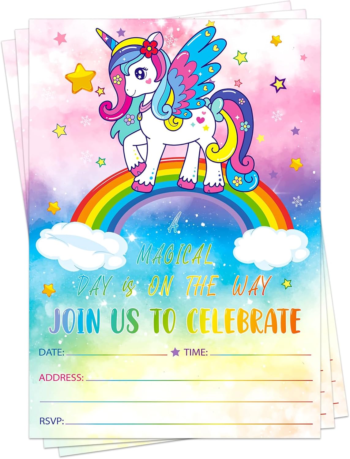 Amazon.com: BIZIBAFF 30 PCS Birthday Party Invitations for Kids Girls 5 ...