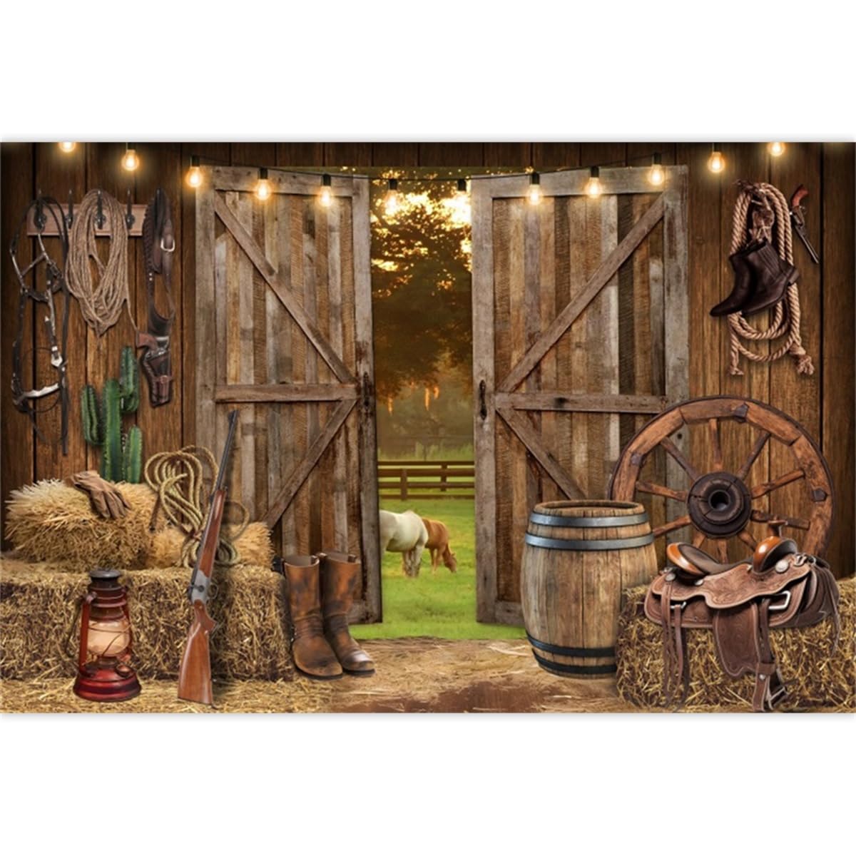 Amazon.com : Duluxykl 8x6FT Western Cowboy Backdrop, Wild West Rustic ...