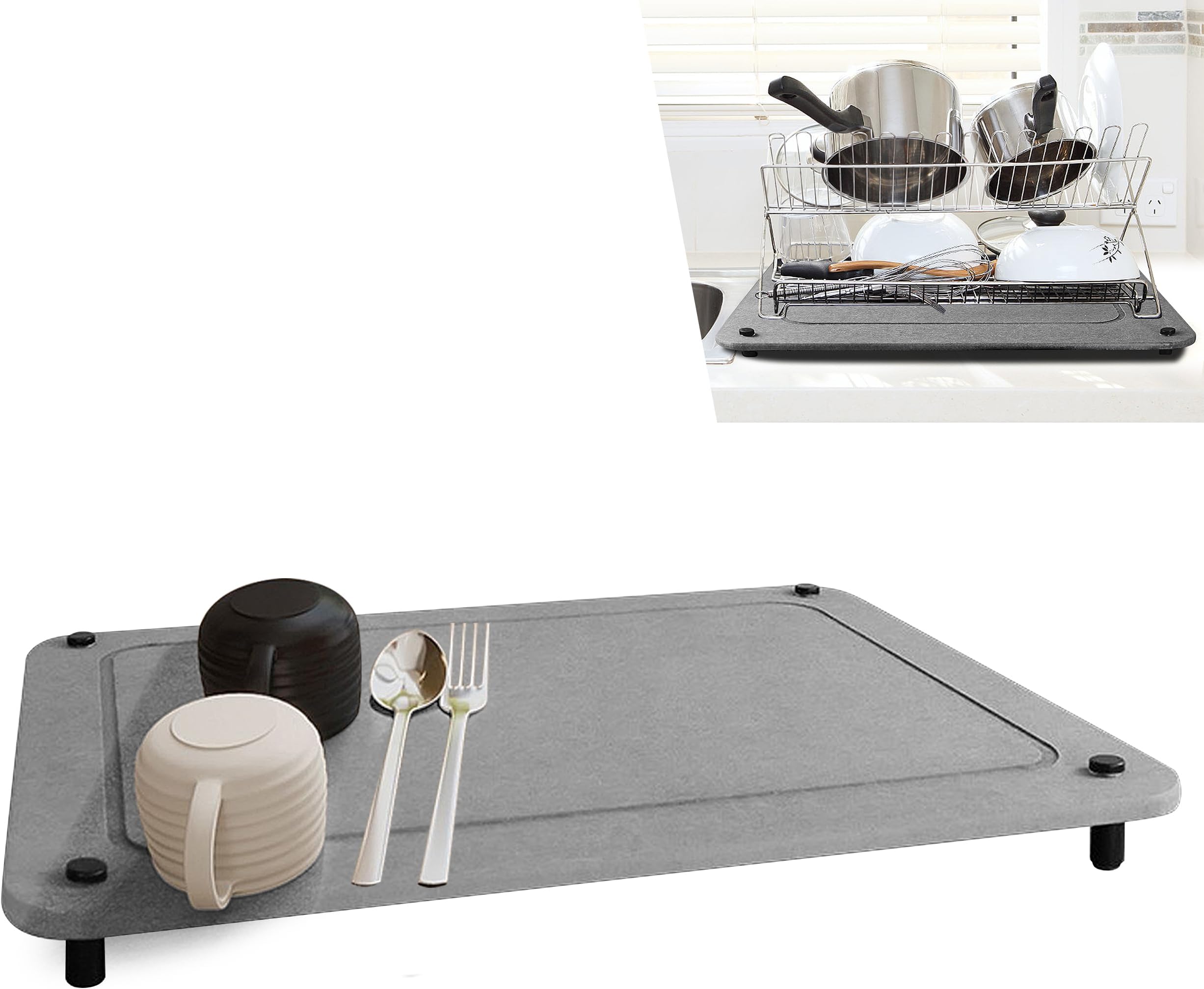 CHROME CLUB Stone Drying Mat for Kitchen Counter - Collapsible ...