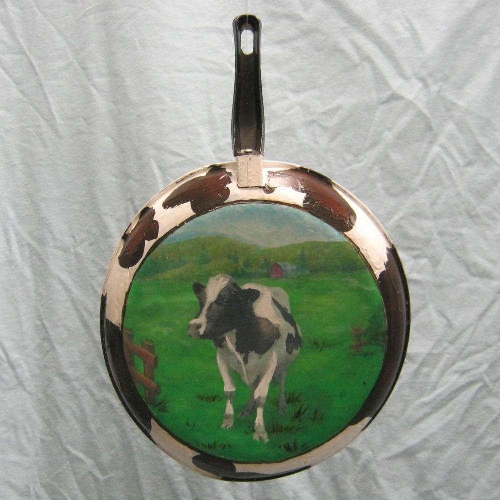 Amazon.com: Cow Scene Hanging Frying Pan : Home & Kitchen