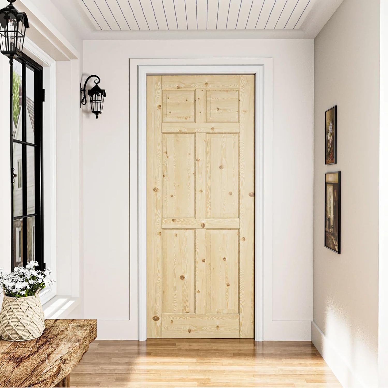 Amazon.com: 6 Panel Door Slab Solid Wood Interior Pine Standard Doors ...