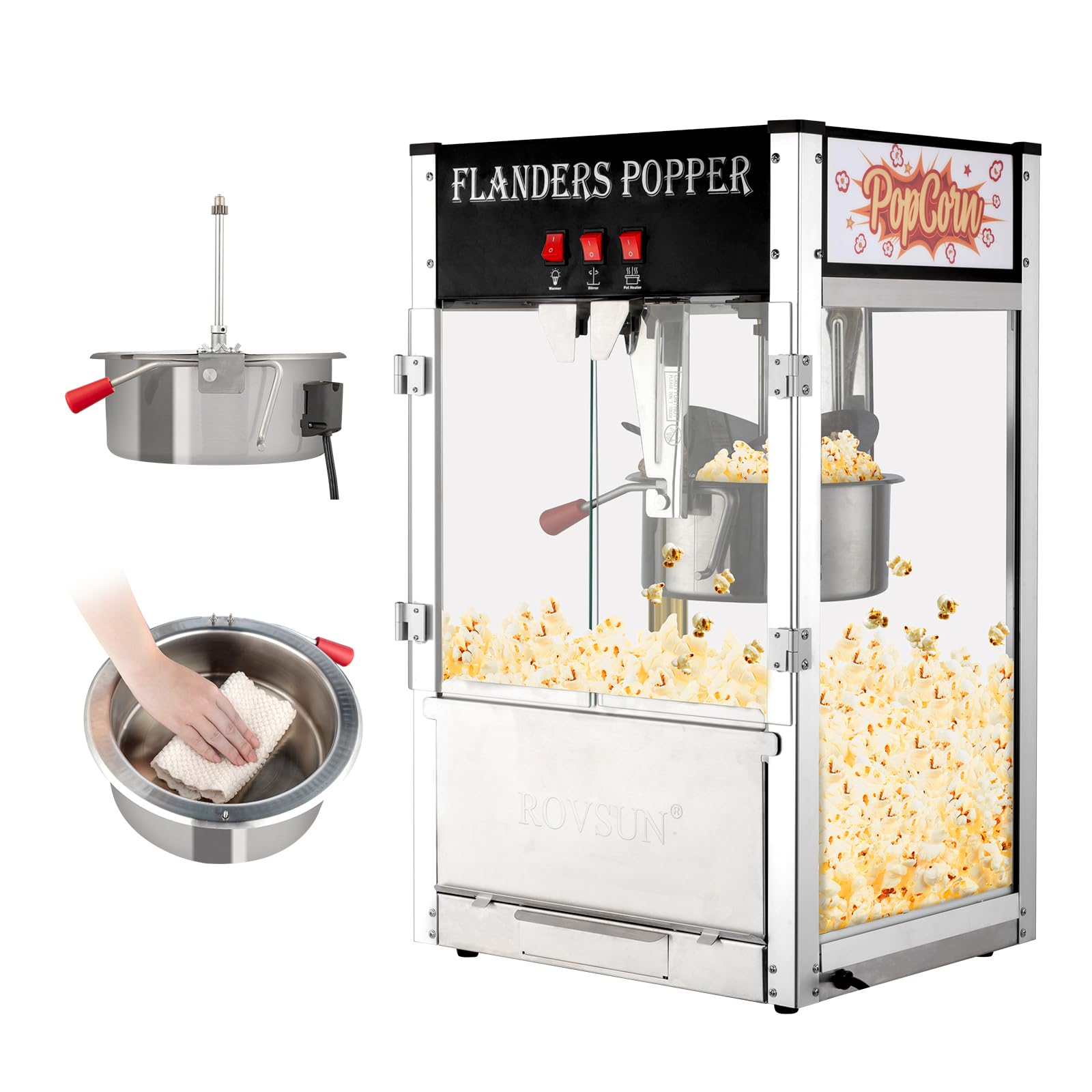 Amazon.com: ROVSUN Commercial Popcorn Machine Movie Theater Style with ...