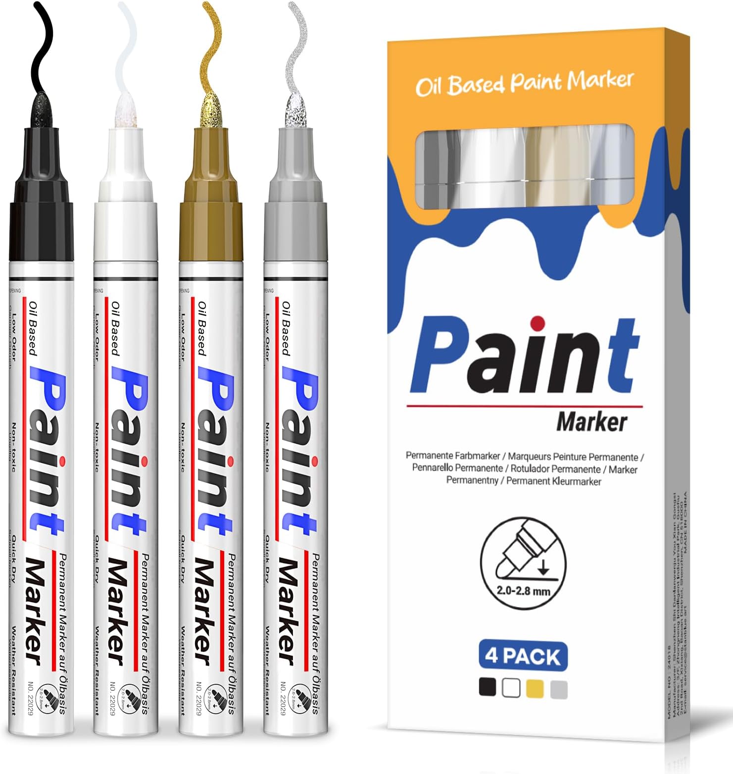 Amazon.com: SAKEYR Paint Pens-4 Colors Permanent Oil Based Paint ...