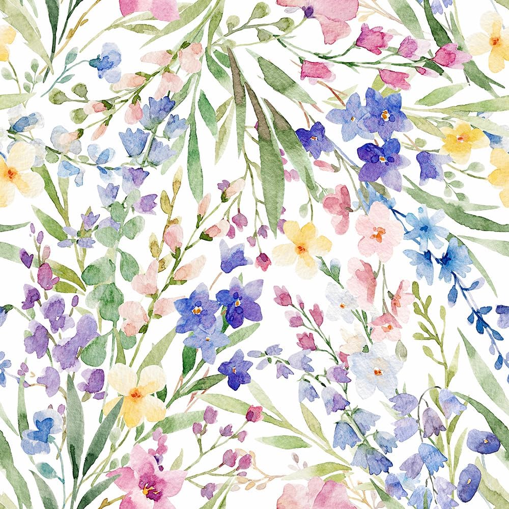 REDAMANCY Watercolor Colorful Wildflower Modern Abstract Peel and Stick ...