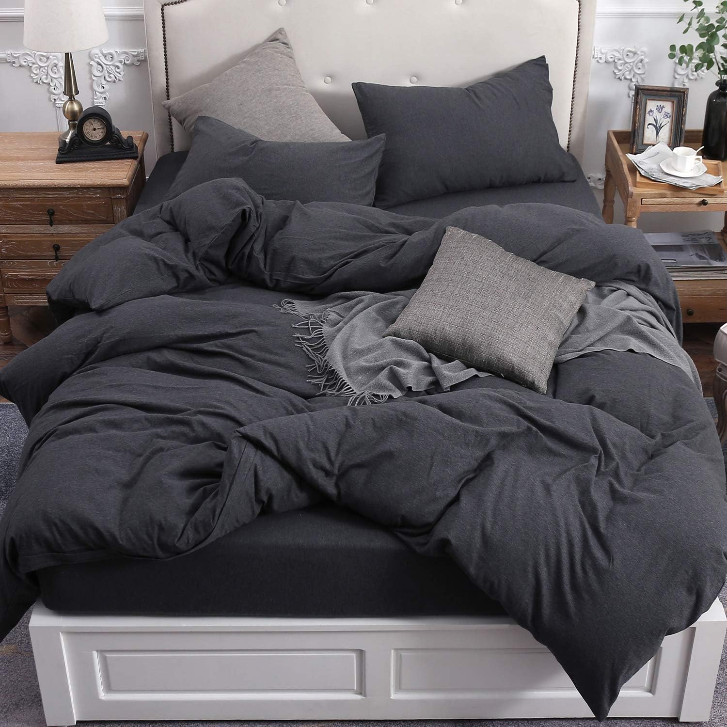 Amazon.com: PURE ERA Duvet Cover Set 100% Cotton Jersey Knit Bedding ...