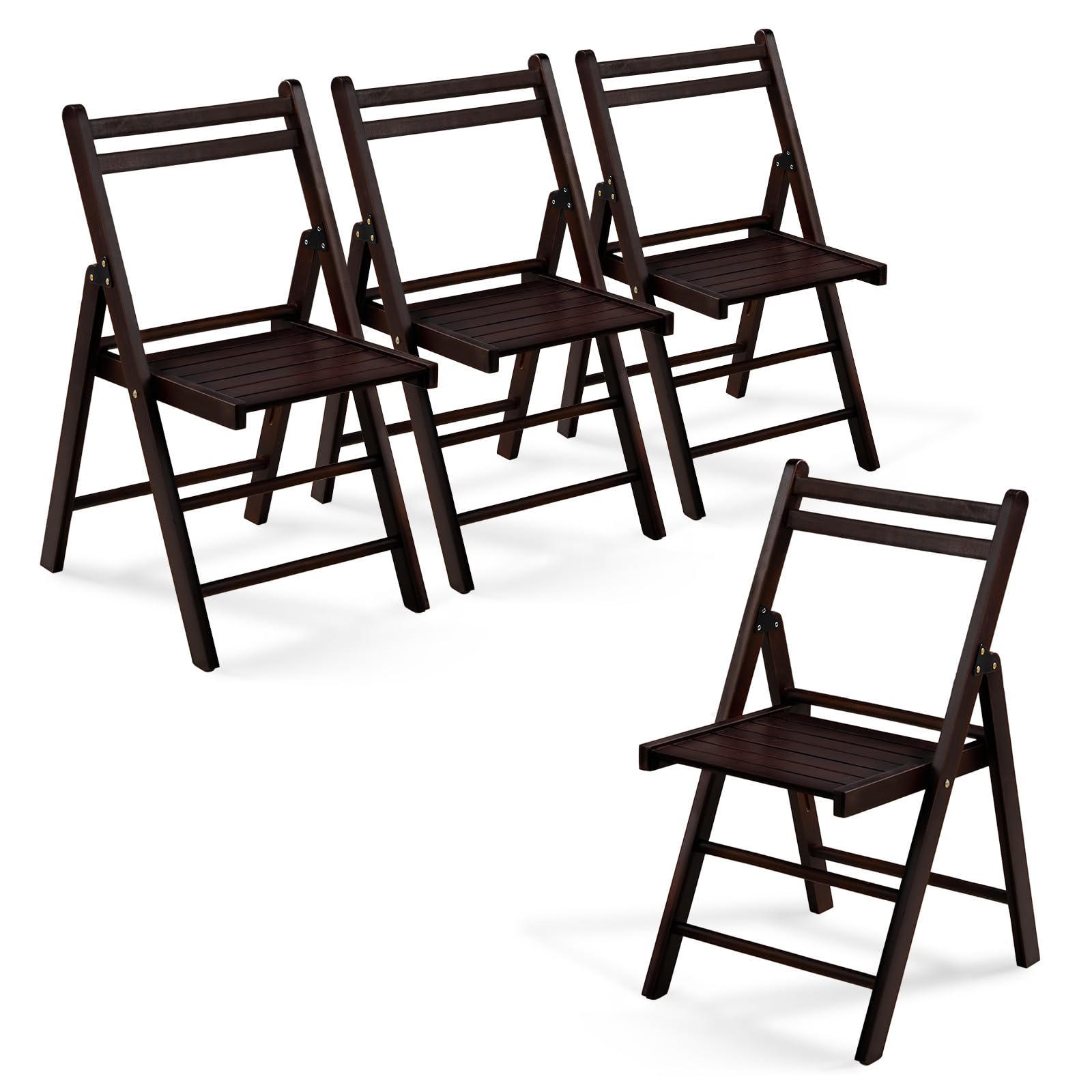 Amazon.com: VINGLI Wood Folding Chairs with Comfortable Curved Backs ...