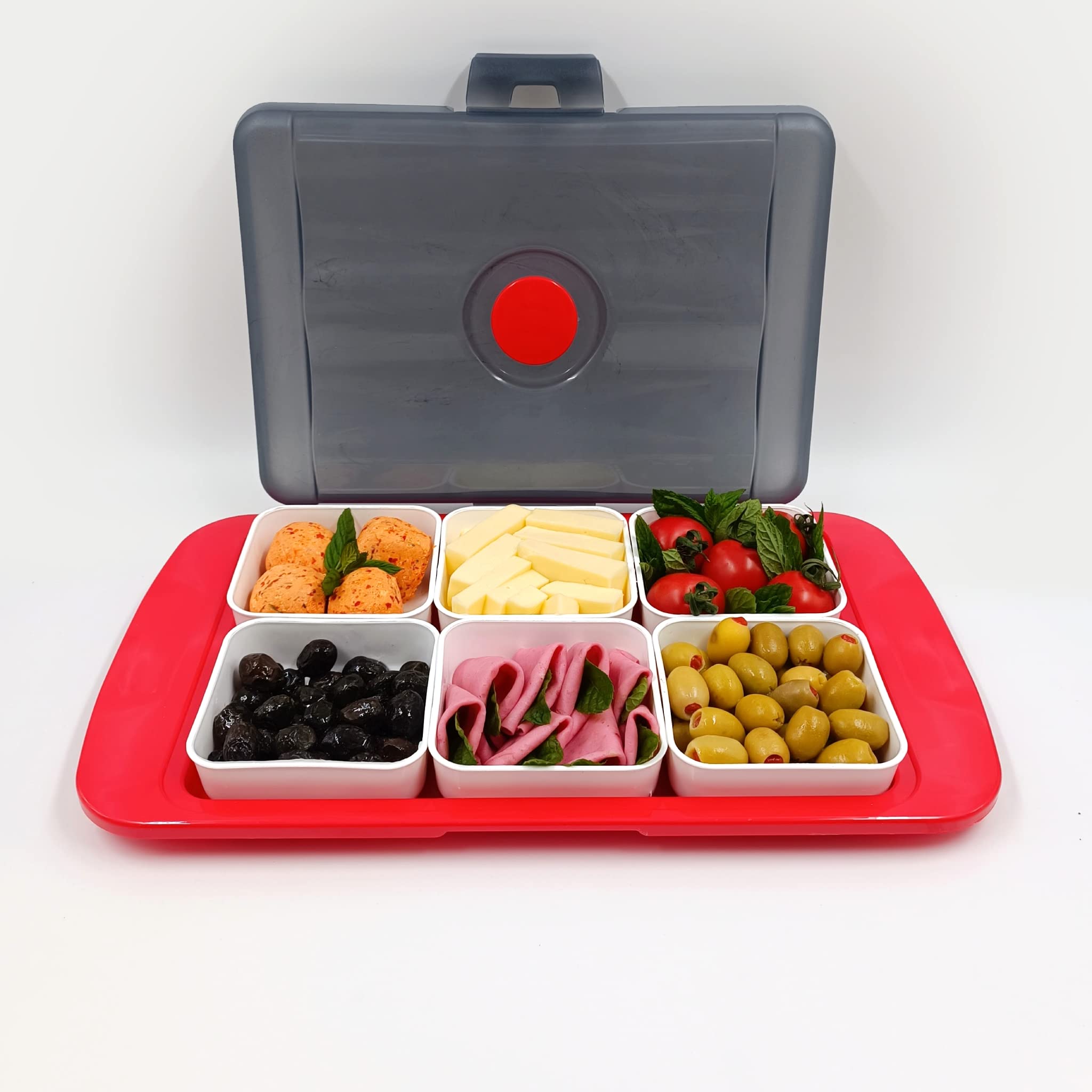 Witforms Breakfast Tray with Lid and Removable Compartments, Multifunctional Party Snack Tray ...
