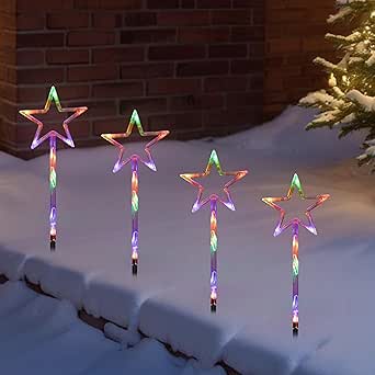 Just for Christmas Star Stake Lights 4Pack 40 Multicolour LEDs ...