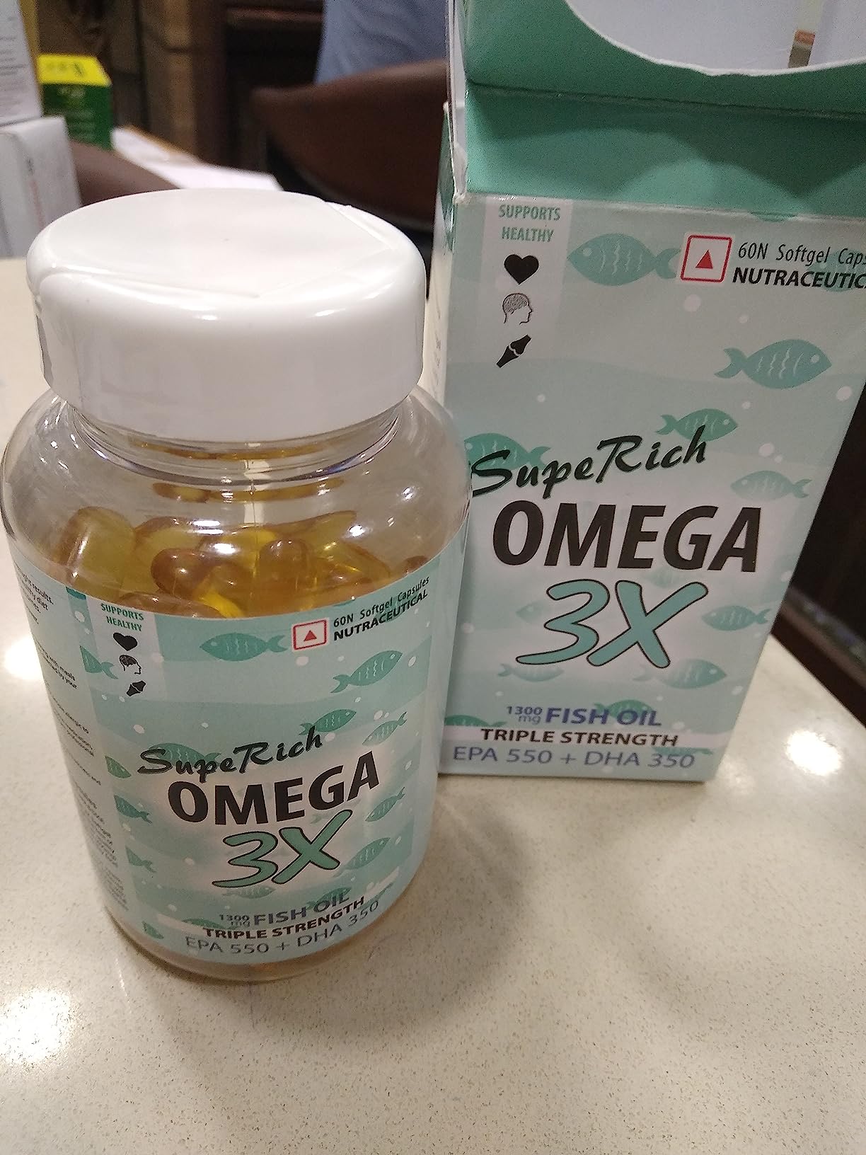 Superich Omega 3X Fish Oil Capsules 1300mg Triple Strength (60 N ...
