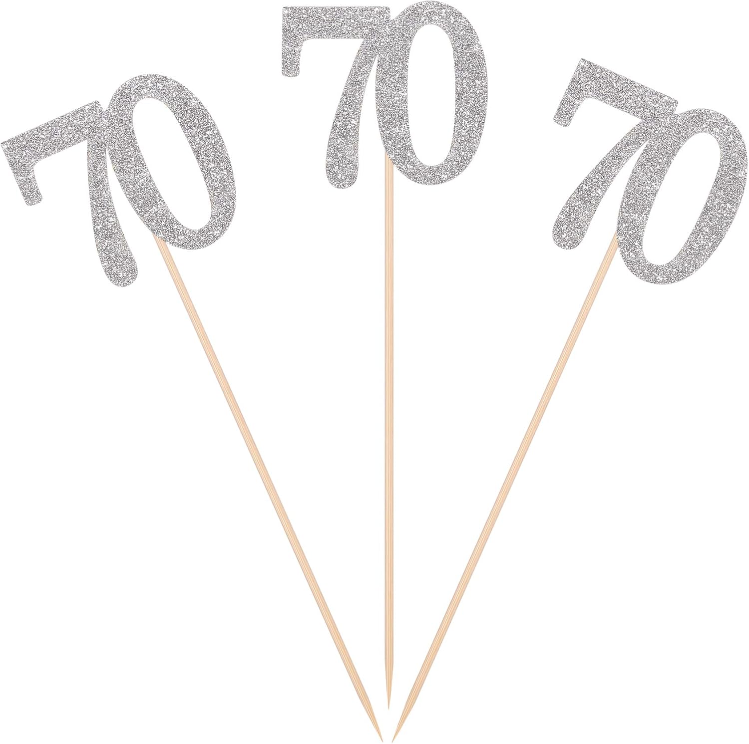 Amazon.com: Pack of 10 Silver Glitter 70th Birthday Centerpiece Sticks ...