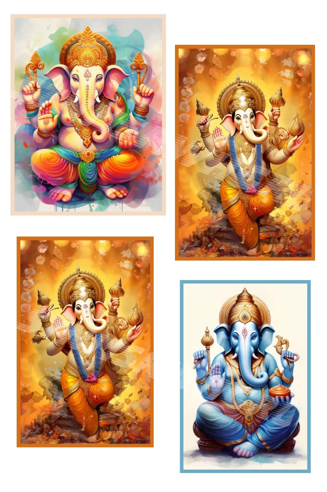 Buy Lord Ganesha Sticker Posters Pack of 4 (8x6 inch) | GANPATI Ganesh ...