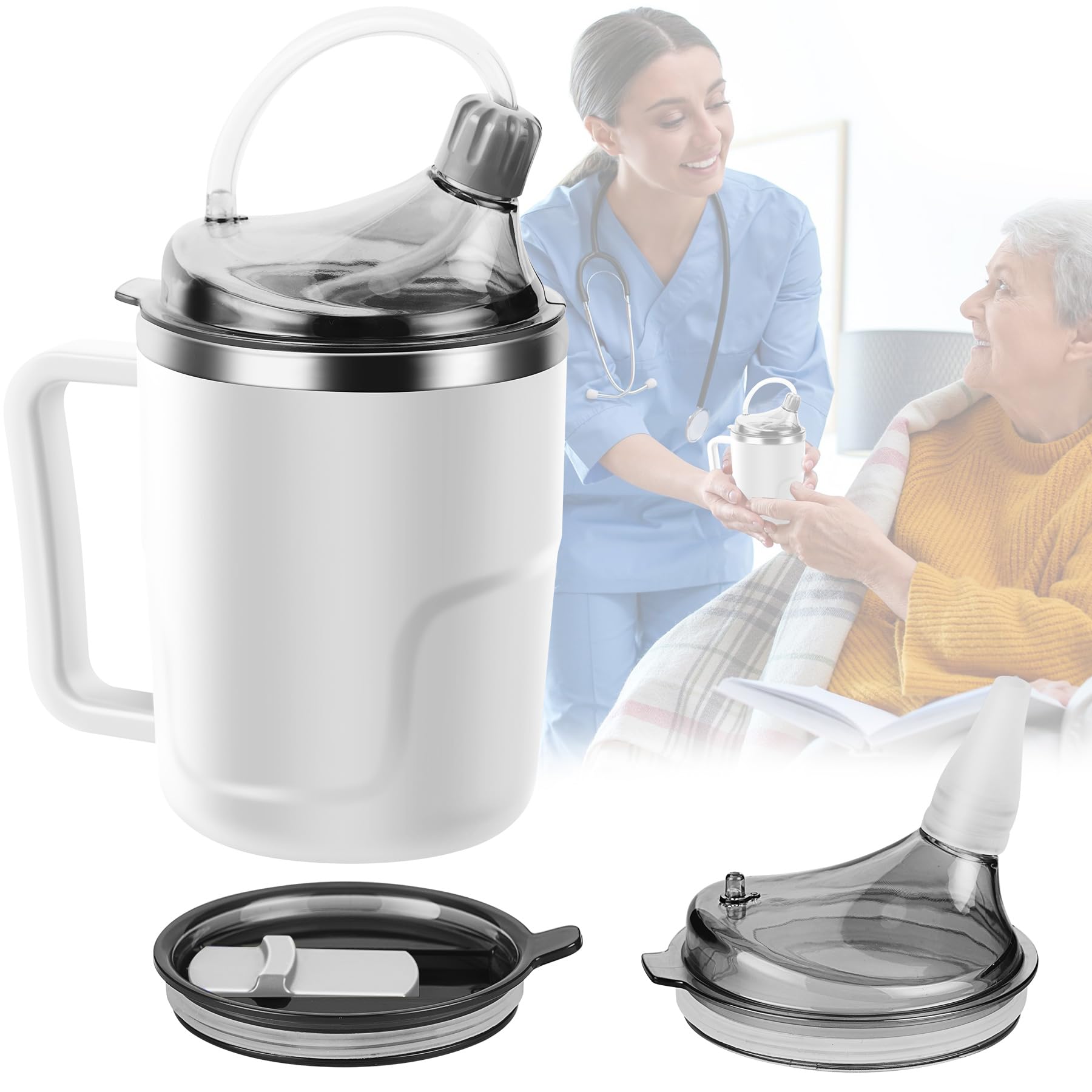 Amazon.com: AKIMRABY Adult Sippy Cup, 14oz Spill Proof Cup with Straw ...