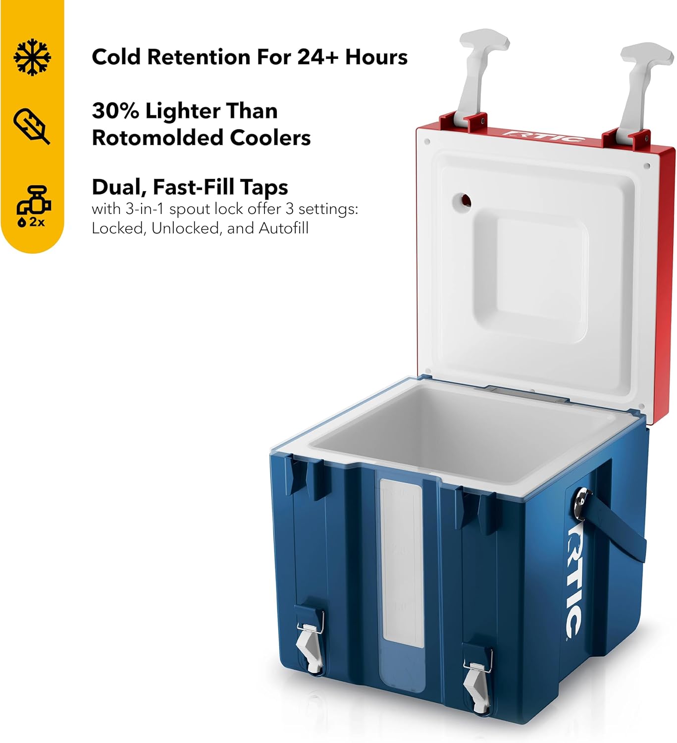 RTIC Halftime Water Cooler 3 Gallon Portable Carrier Container, Drink ...