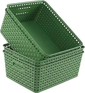 Amazon.com: Rinboat Medium Plastic Baskets for Organizing, Plastic ...