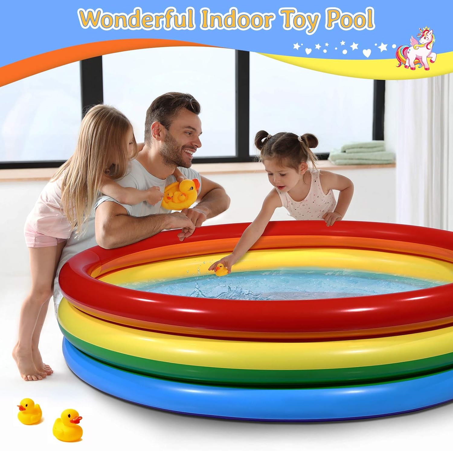 Inflatable Kiddie Pool – Unicorn Kids Pool Wading Pool for Outside ...