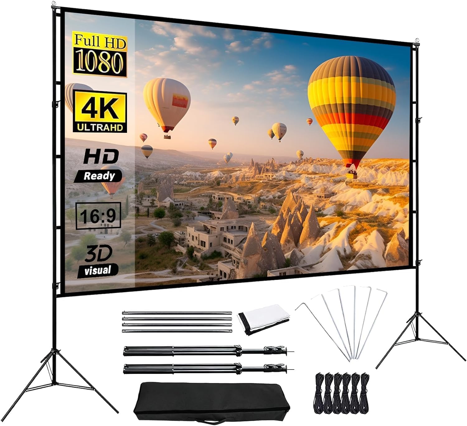 RGOSTAAN Pantalla para Proyector 150 Pulgadas 4K 16:9 HD Antiarrugas ...
