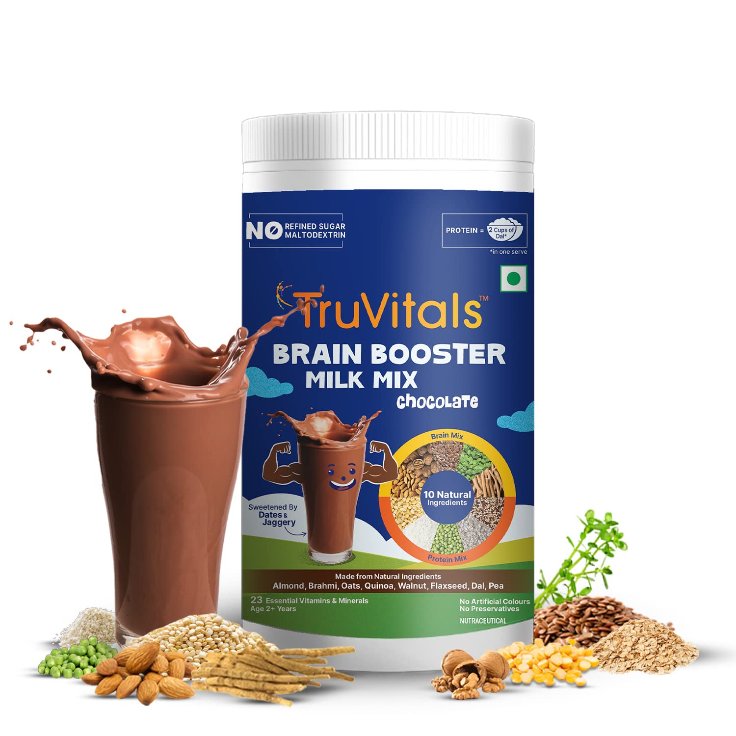 Buy Truvitals Brain Booster Milk Mix Chocolate 200g | 5 Natural Memory ...