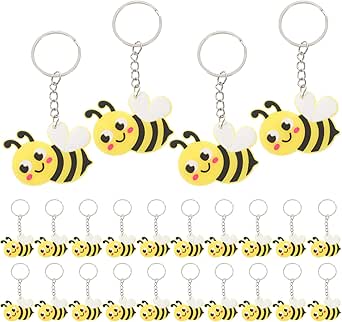Amazon.com: 24pcs Bee Keychain Bee Charm Funny Key Chain Backpack Key ...