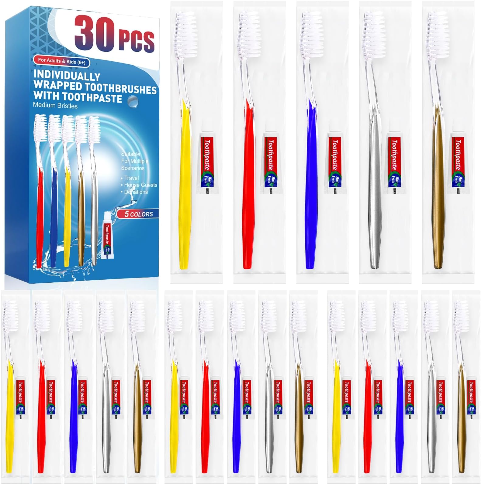 Amazon.com : Pruvade 12 Pack Disposable Toothbrushes with Toothpaste ...