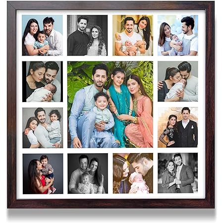 Pixelkari Personalised Photo Collage Frames for Wall Decor, 13x13 ...