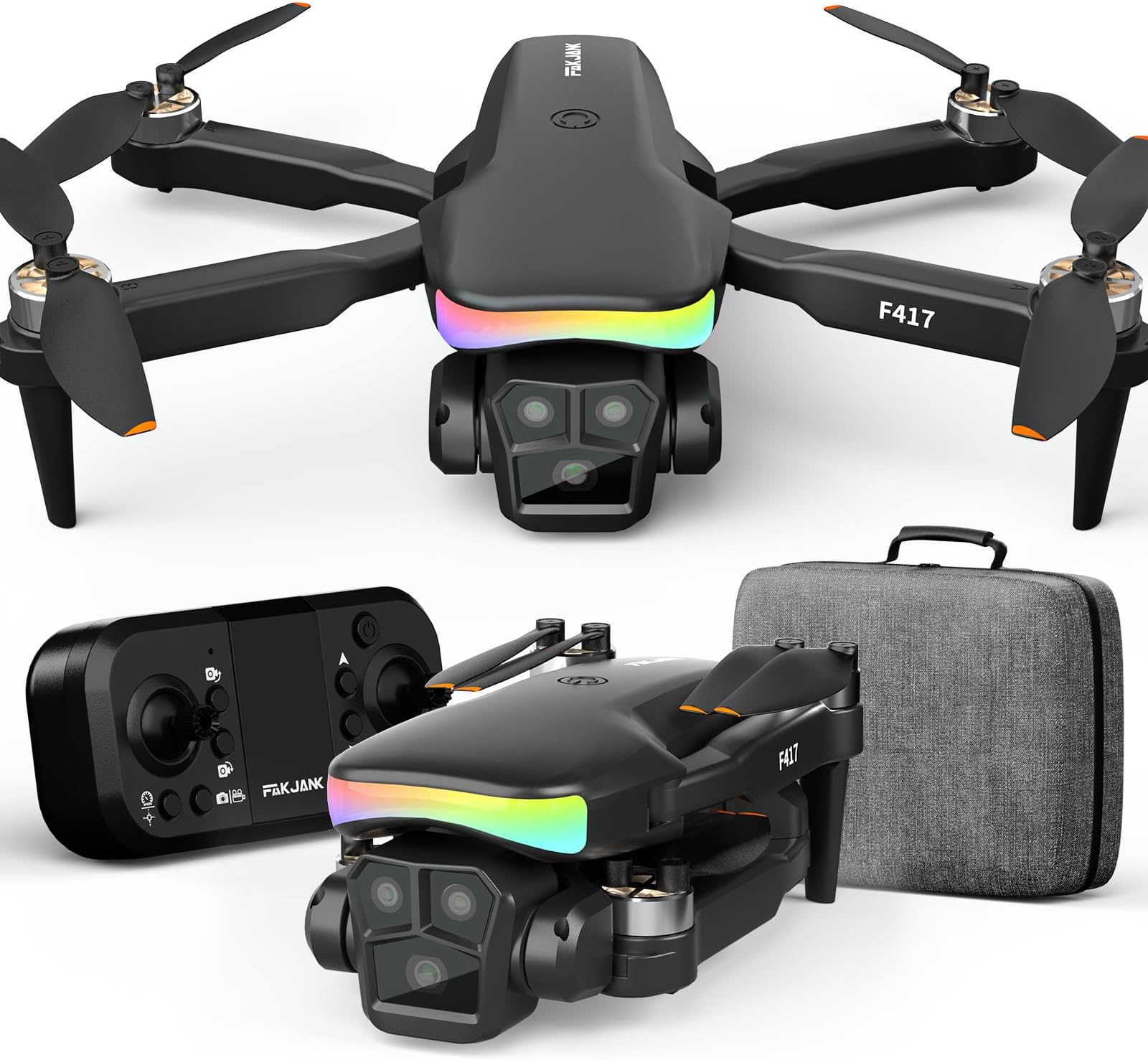 Amazon.com: F198 Drone with Dual Camera, 720P HD 90° Adjustable Lens ...