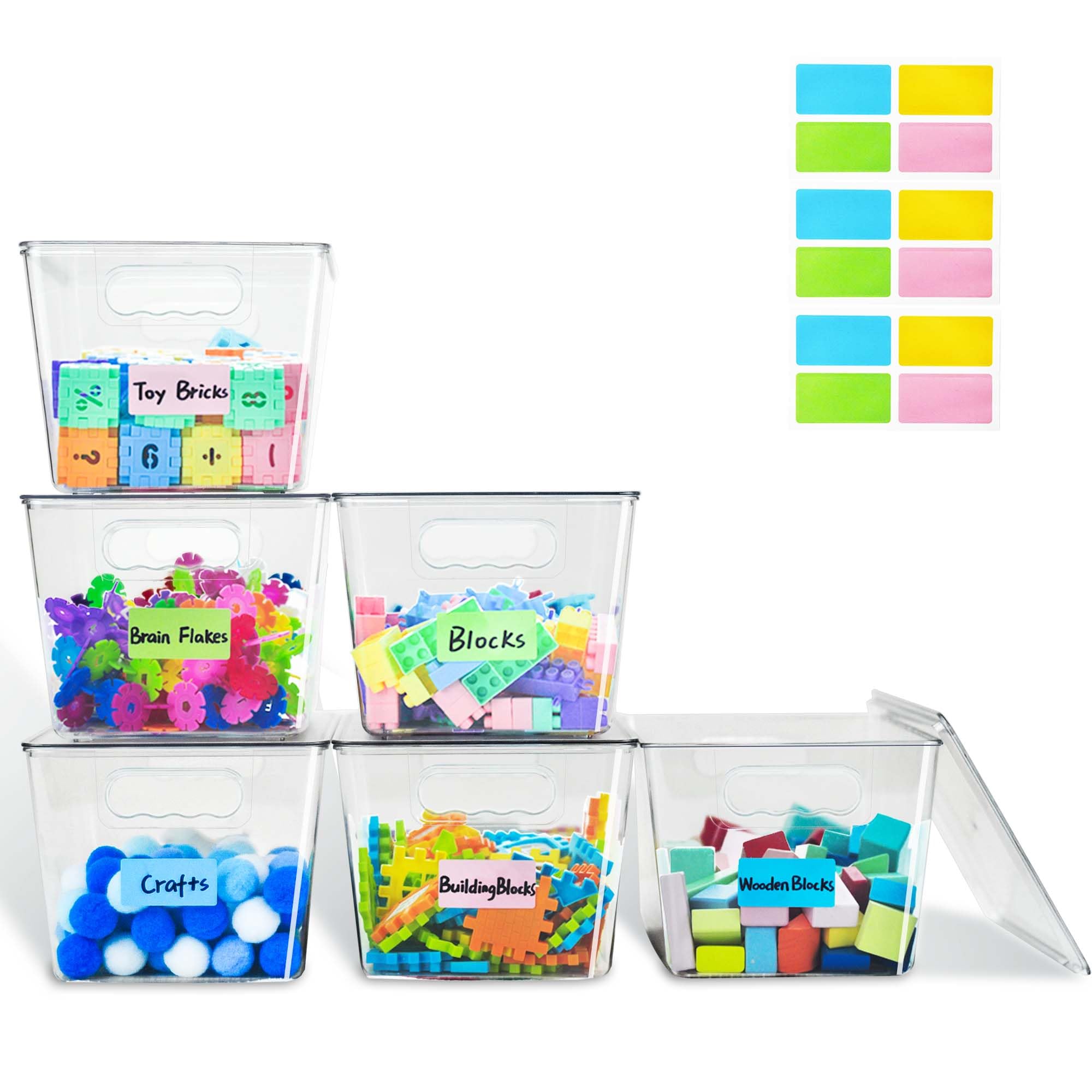Amazon.com - 6 Pack Clear Stackable Storage Bins, Plastic Toy ...