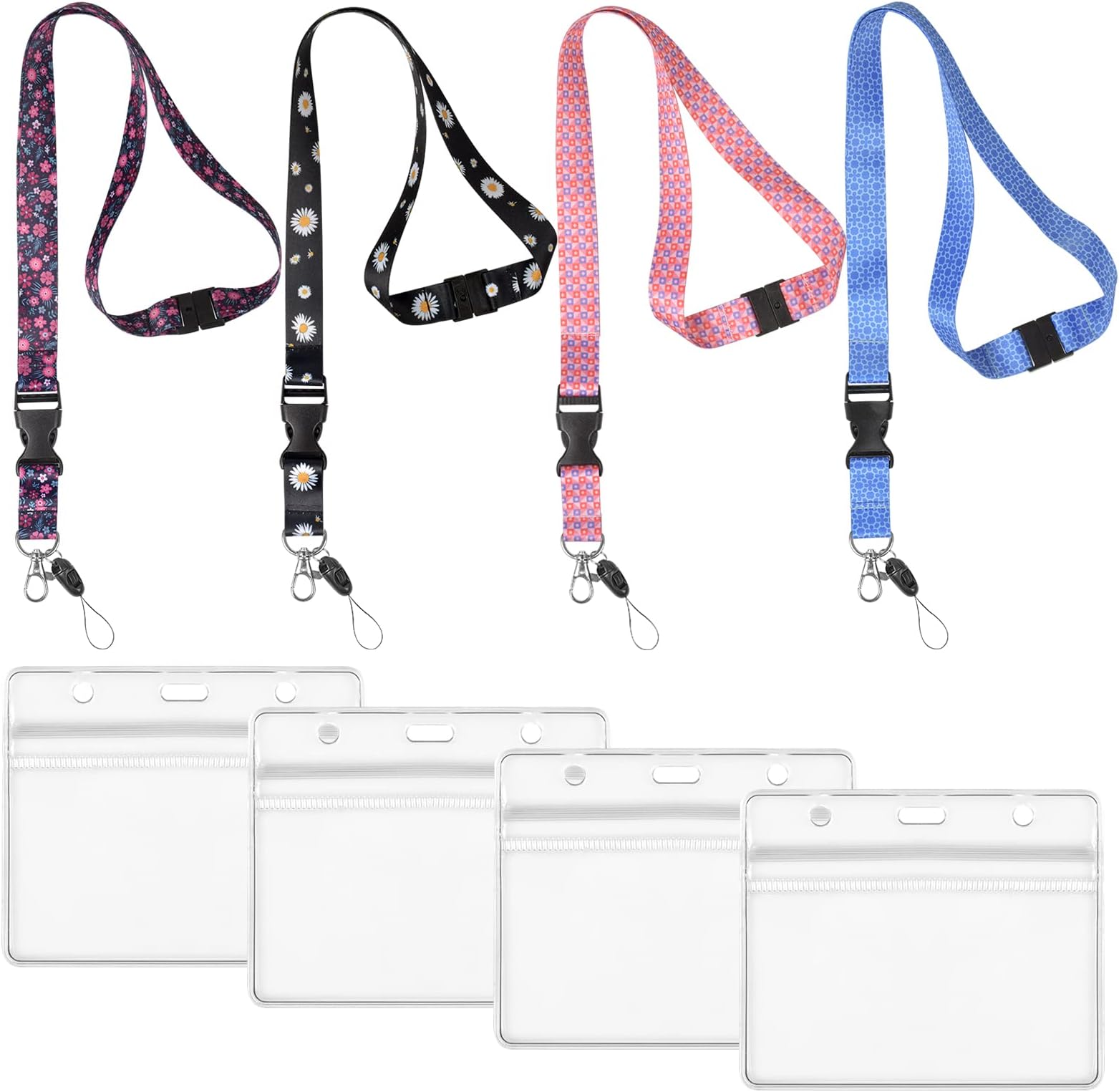 Lanyard with Card Holder Set of 4 ID Card Holders and Lanyards Premium ...